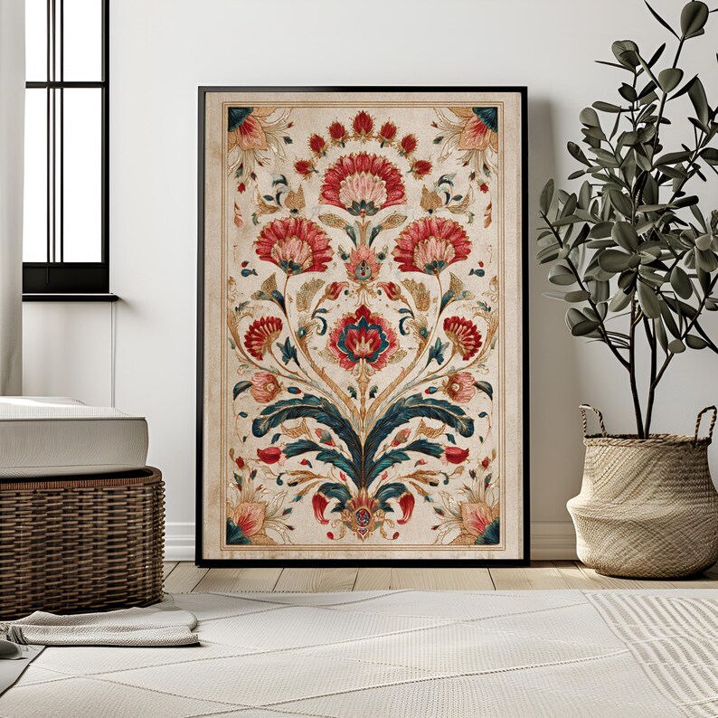 Ottoman Floral Art – Oriental Poster, Turkish Wall Art, Vintage Carpet ...