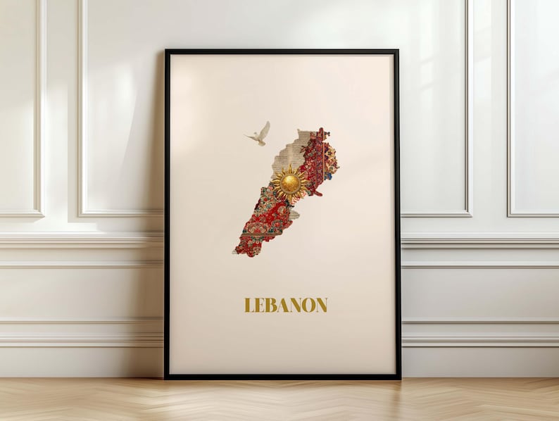 Lebanon Map Poster – Artistic Lebanon Map Wall Art – Middle East Decor ...