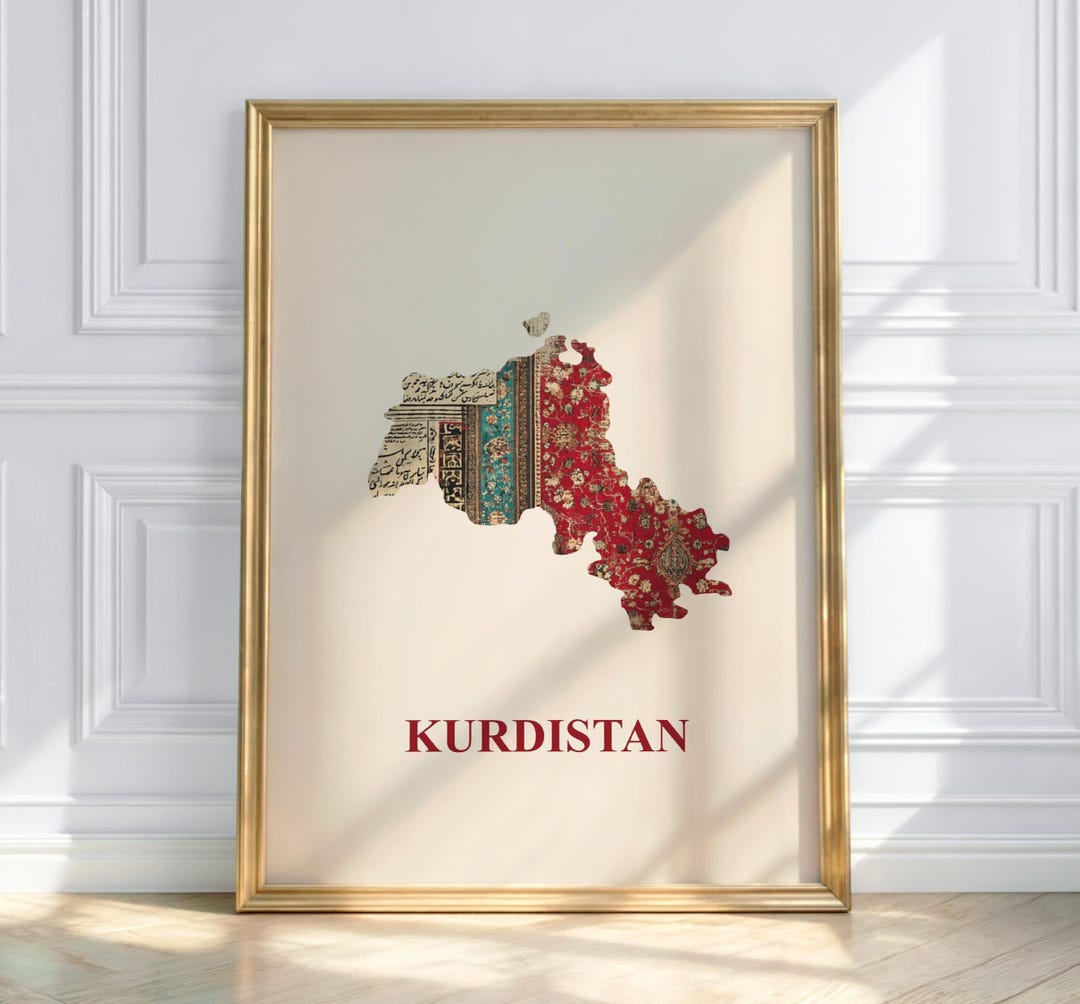 Kurdistan Map Art – Kurdish Poster With Pattern, Oriental Wall Art ...