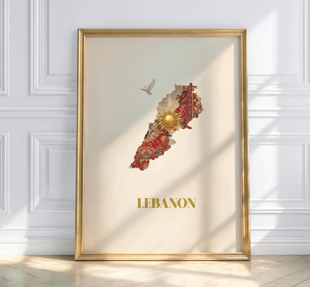 Lebanon Map Poster – Artistic Lebanon Map Wall Art – Middle East Decor ...