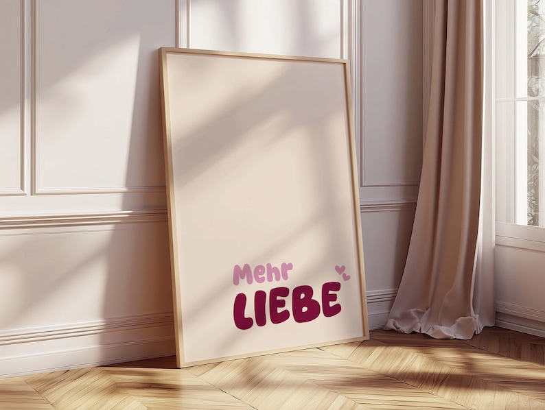 More Love Poster – Minimalist Typography Wall Art – Romantic Heart ...