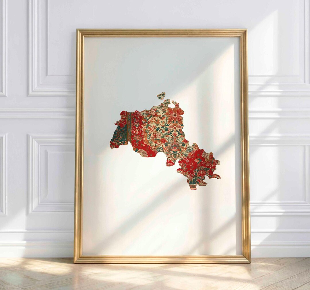 Kurdistan Map Poster – Artistic Map Design With Carpet Pattern, Kurdish ...