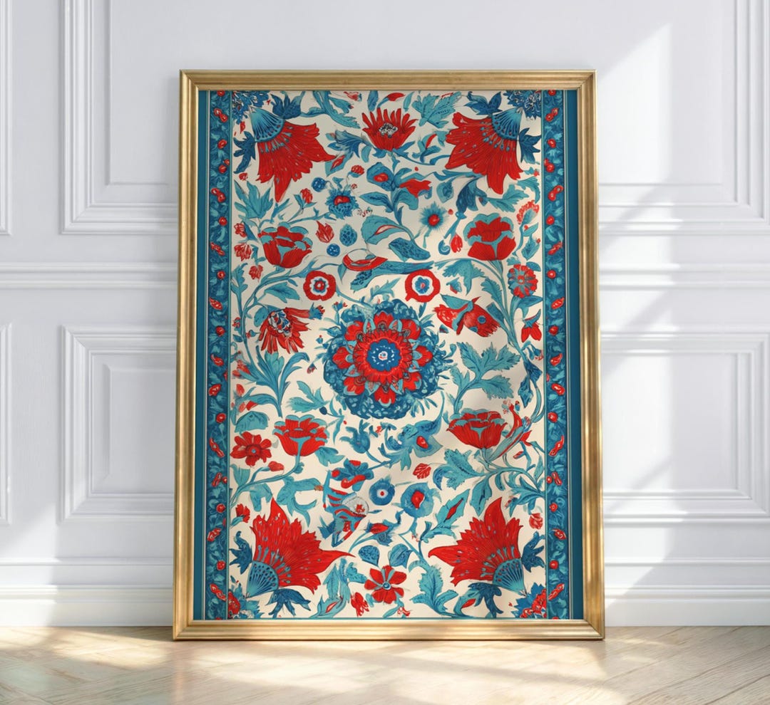 Oriental Ottoman Poster – Iznik Floral Pattern With Border | Turkish ...