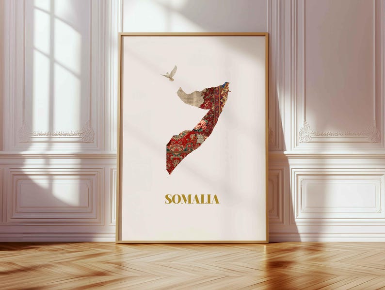Somalia Map Poster – Somalia Map With Oriental Carpet Pattern – African ...