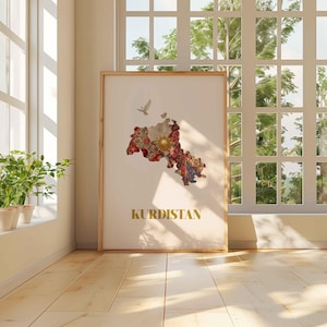 Kurdistan Poster – Kurdish Map, Traditional Art, Kurdish Culture, Wall ...