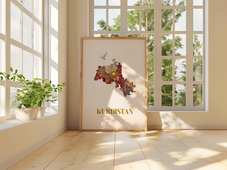 Kurdistan Poster – Kurdish Map, Traditional Art, Kurdish Culture, Wall ...