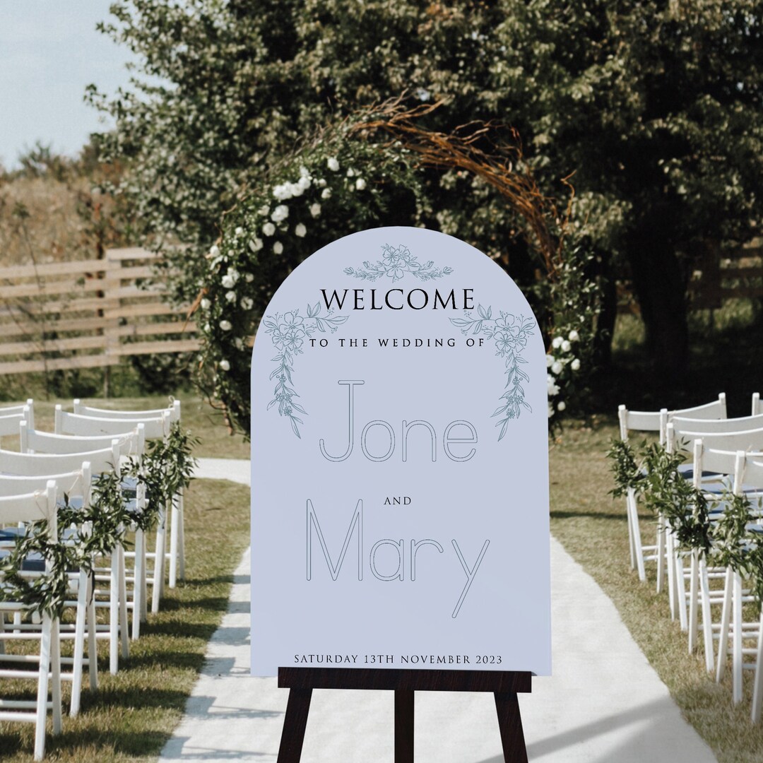 Arched Welcome Wedding Sign, Personalized Welcome to Our Wedding Sign ...