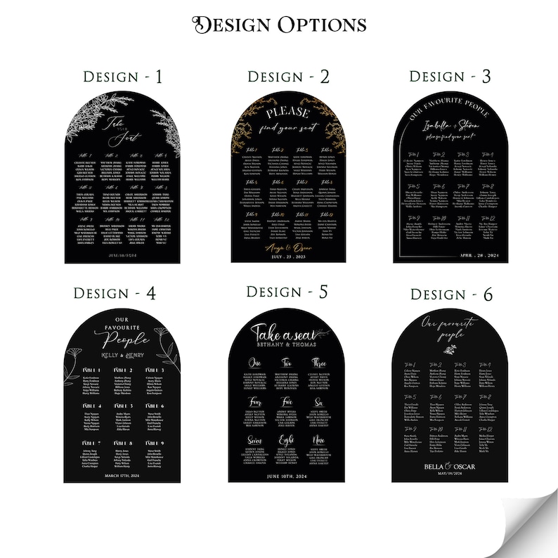 Seating Chart Wedding, Minimalist Wedding Seating Chart, Table Seating ...