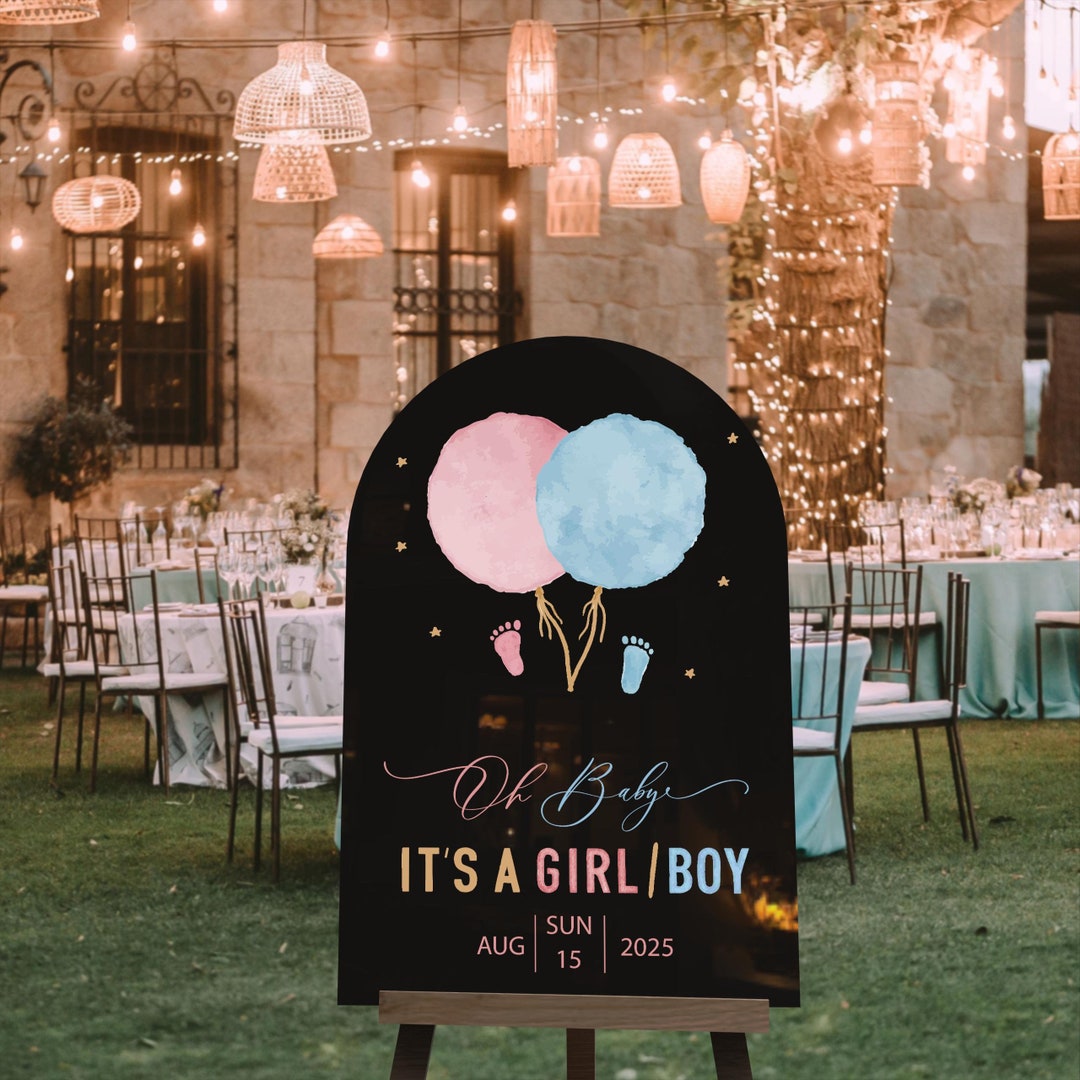 Blue or Pink Gender Reveal Sign, Acrylic Baby Shower Decoration, Boy or ...