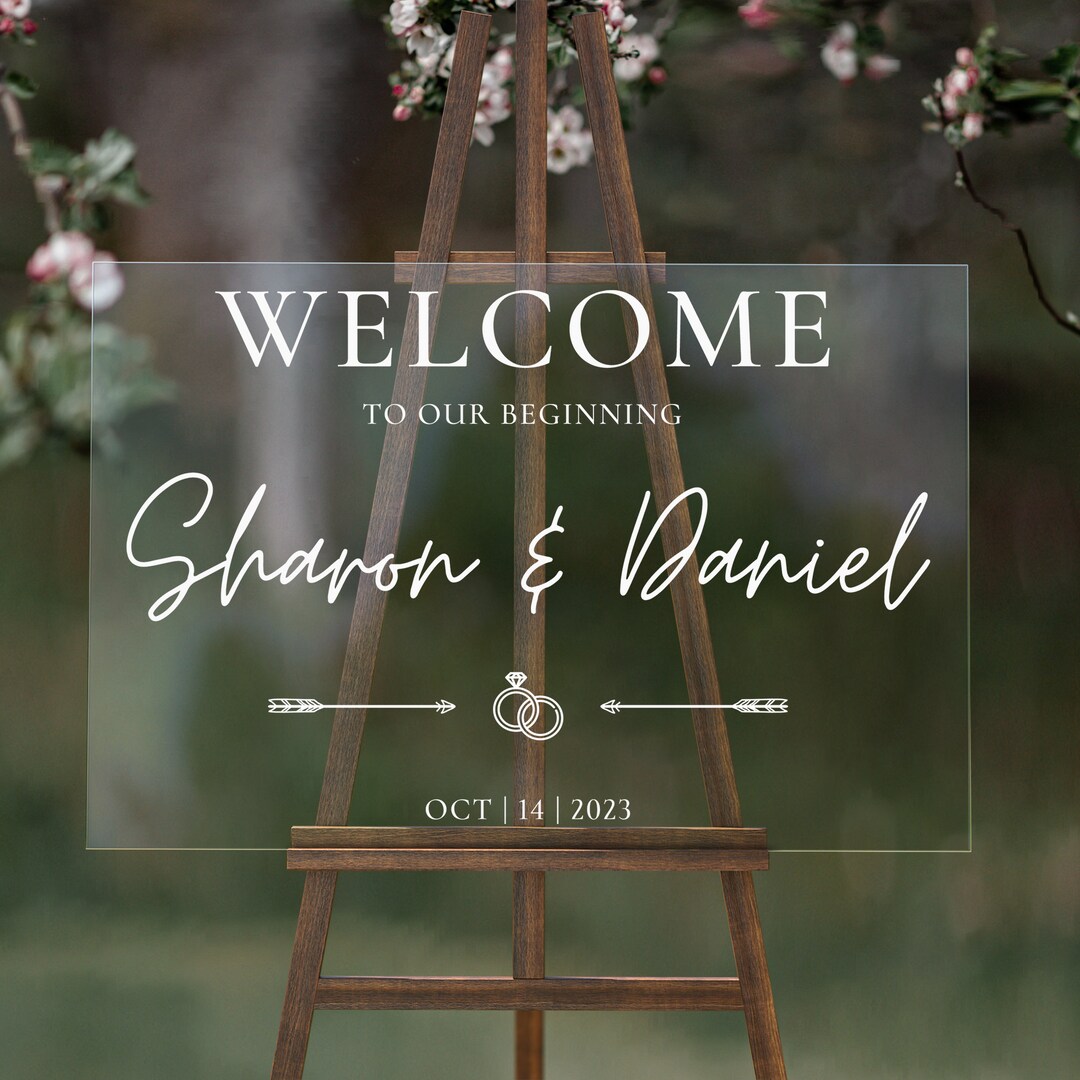 Wedding Entrance Sign, Landscape White Acrylic, Acrylic Wedding Sign ...