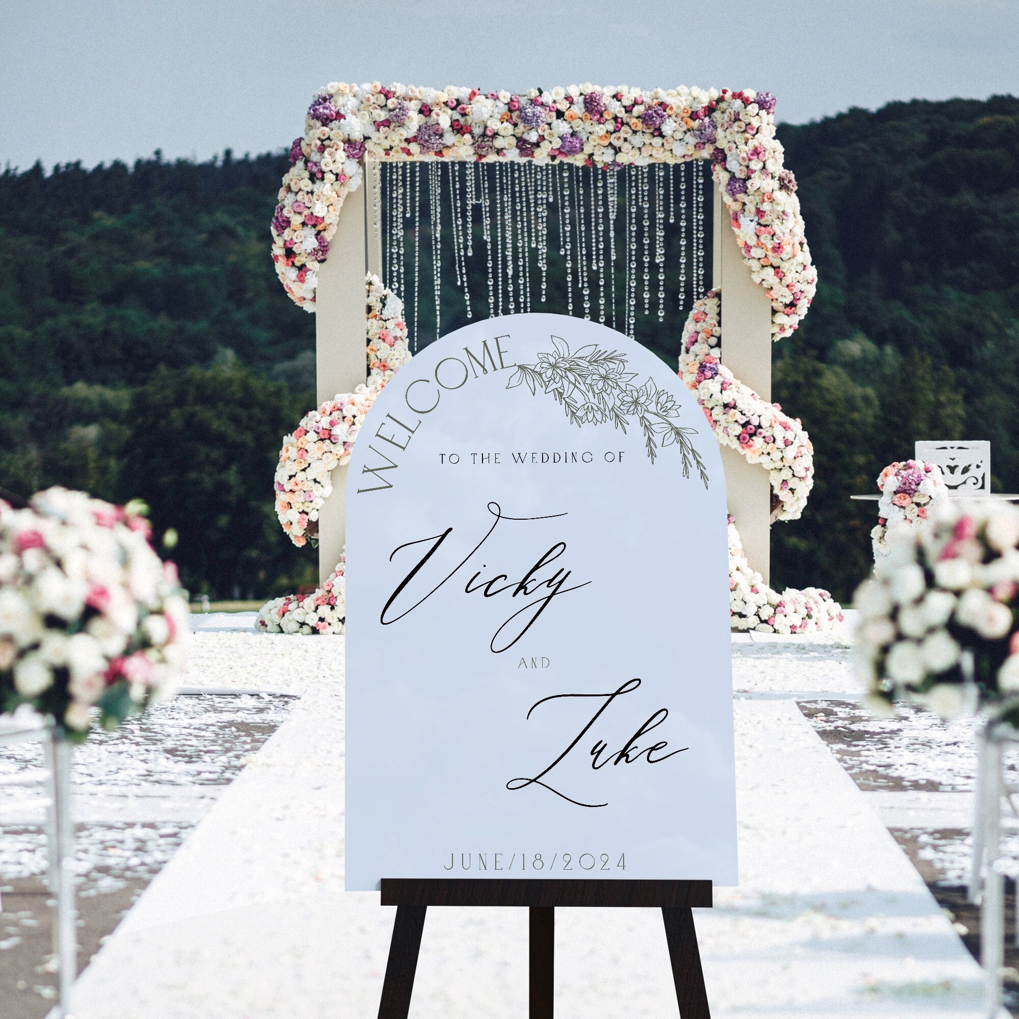 Arched Welcome Wedding Sign, Minimalist Wedding Welcome Sign, Welcome ...