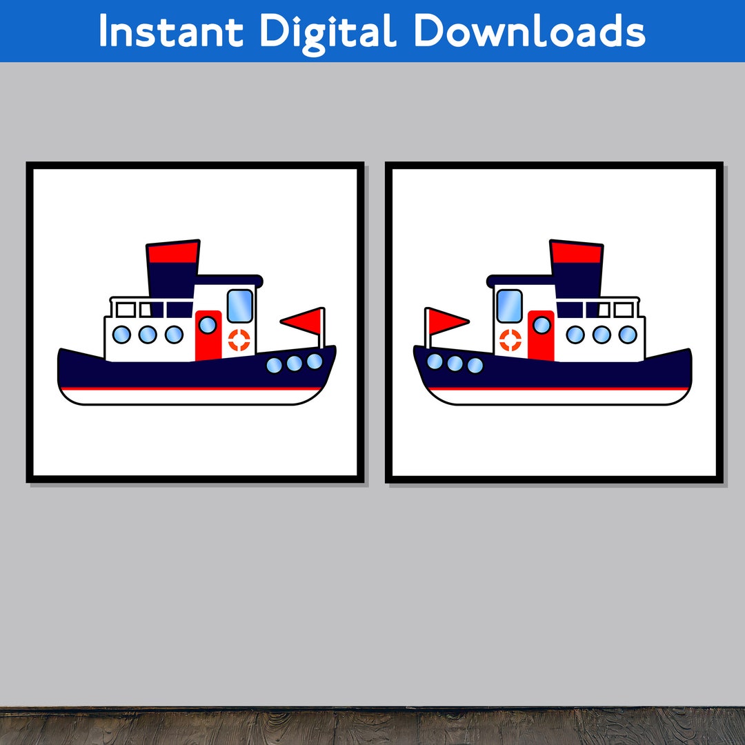 Blue Tugboat - Digital Print Poster for Wall Lounge Nursery - Etsy