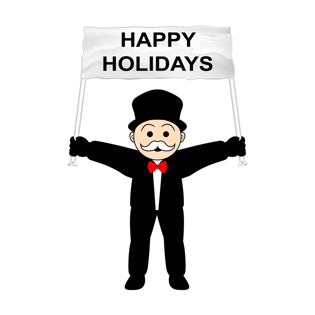 Mustache Uncle Monopoly Character Celebrate Holiday With Waving Flag ...