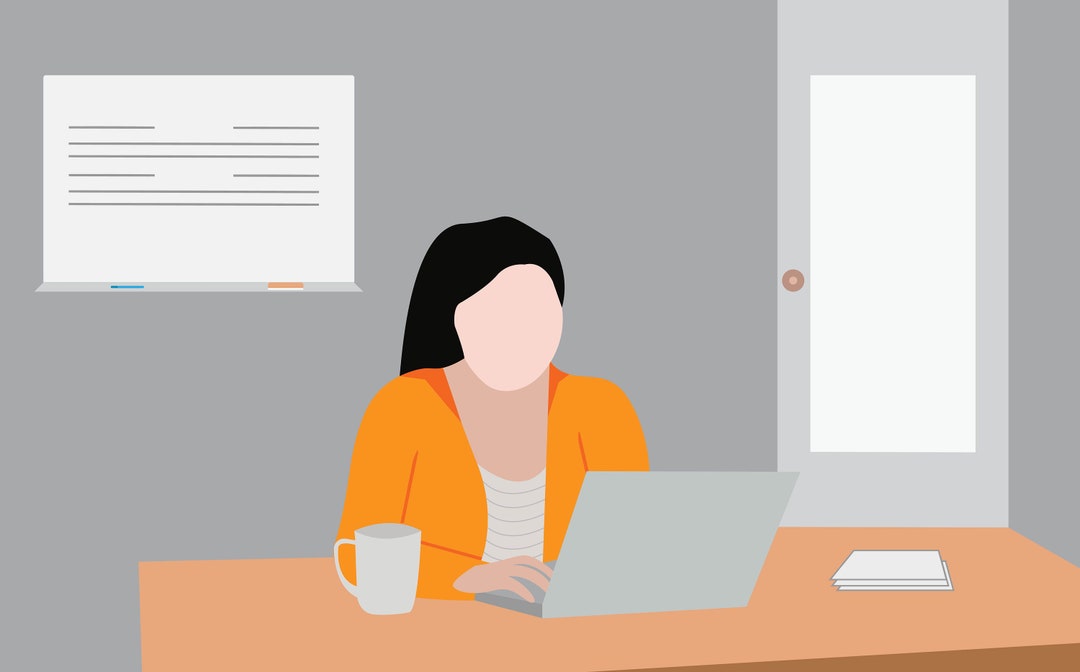 Professional Women Working With Computer Flat Design Vector ...