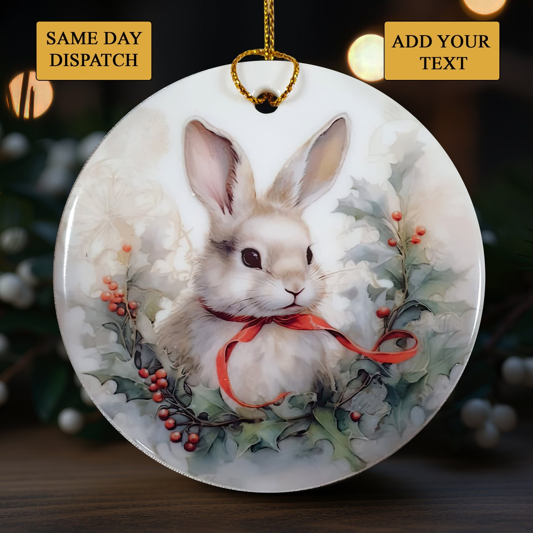 Personalised Christmas Decoration, Rabbit Christmas Bauble, Custom ...
