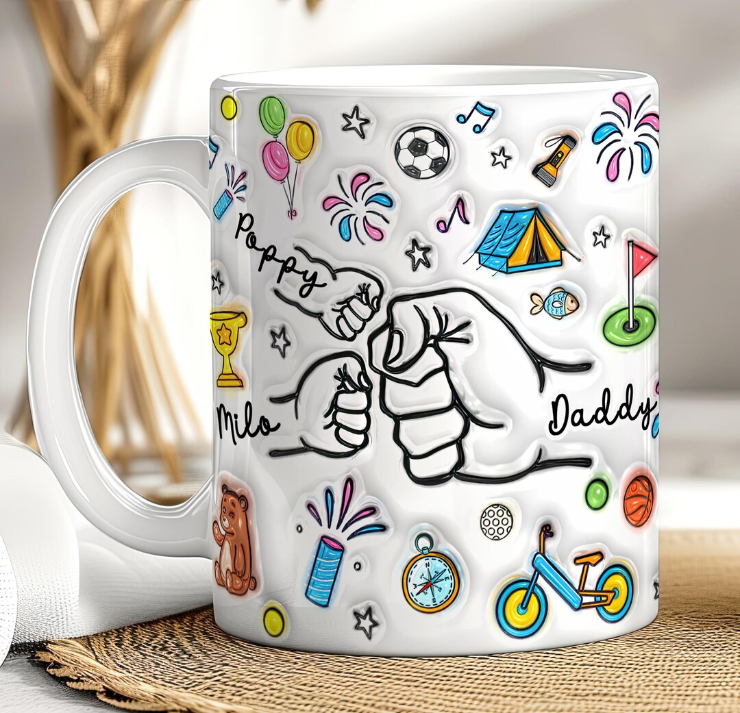 Father's Day Mug Gift, Mug for Daddy Dad Grandad Grandpa Fist Bump ...