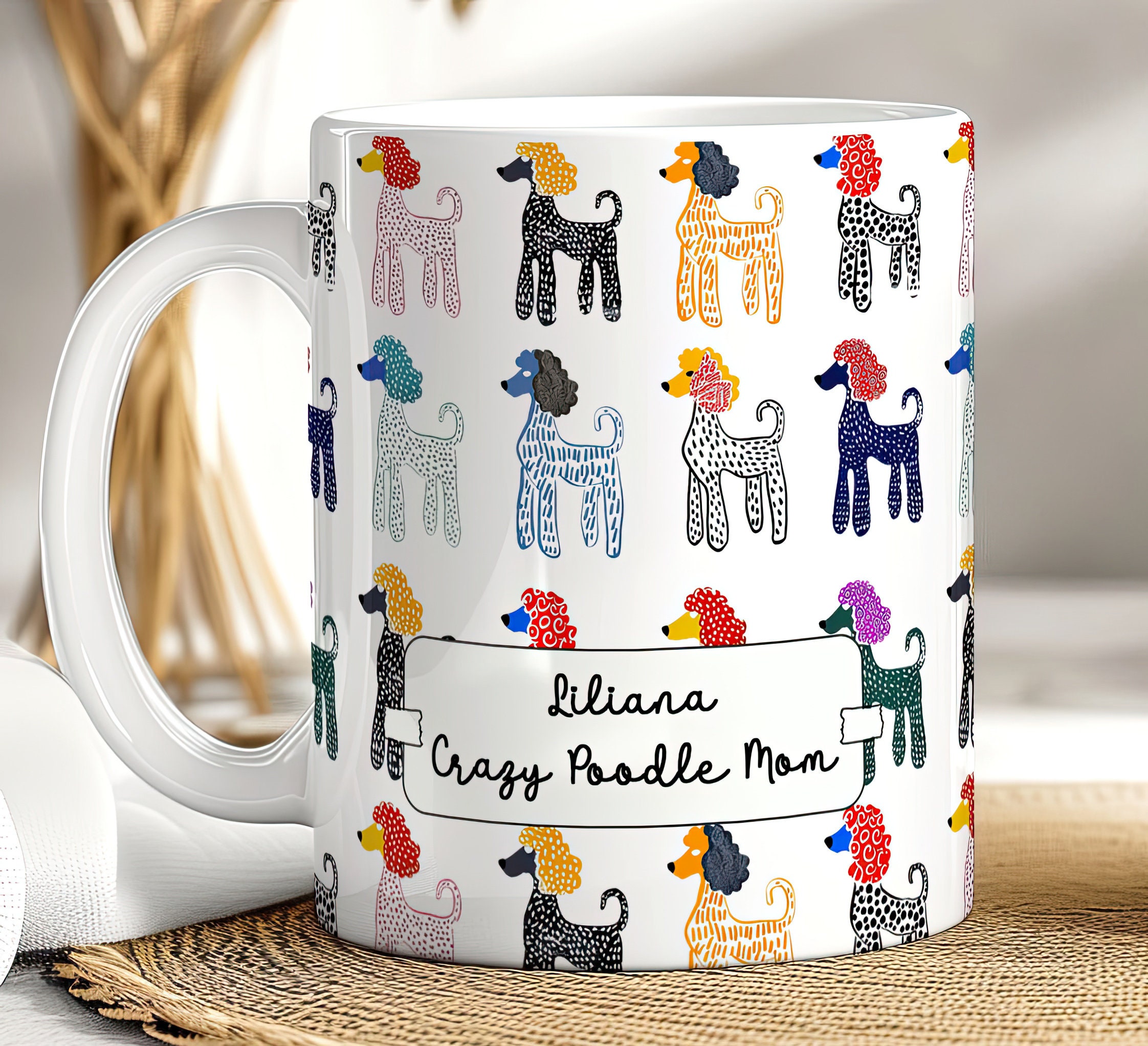 Personalized Poodle Mug: Custom Text, Dog Lover Gift - Etsy