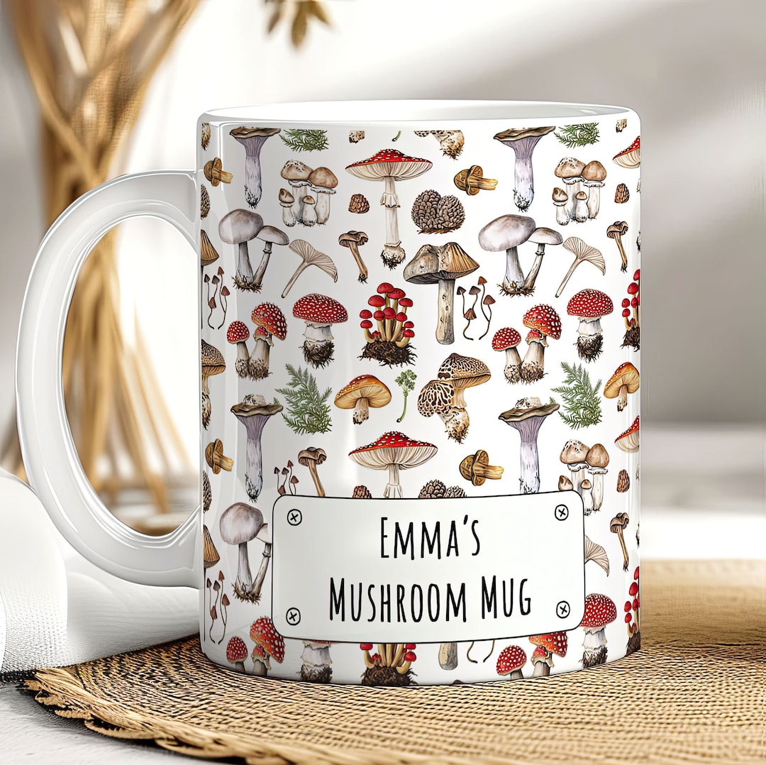 Mushroom Mug, Personalised Mug, Gift for Forager, Forest and Nature ...