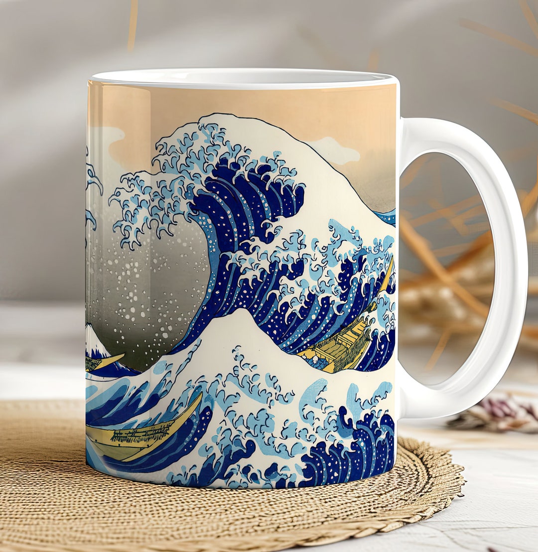 The Great Wave at Kanagawa Mug, Vintage Art Mug, Japanese Painting Mug ...