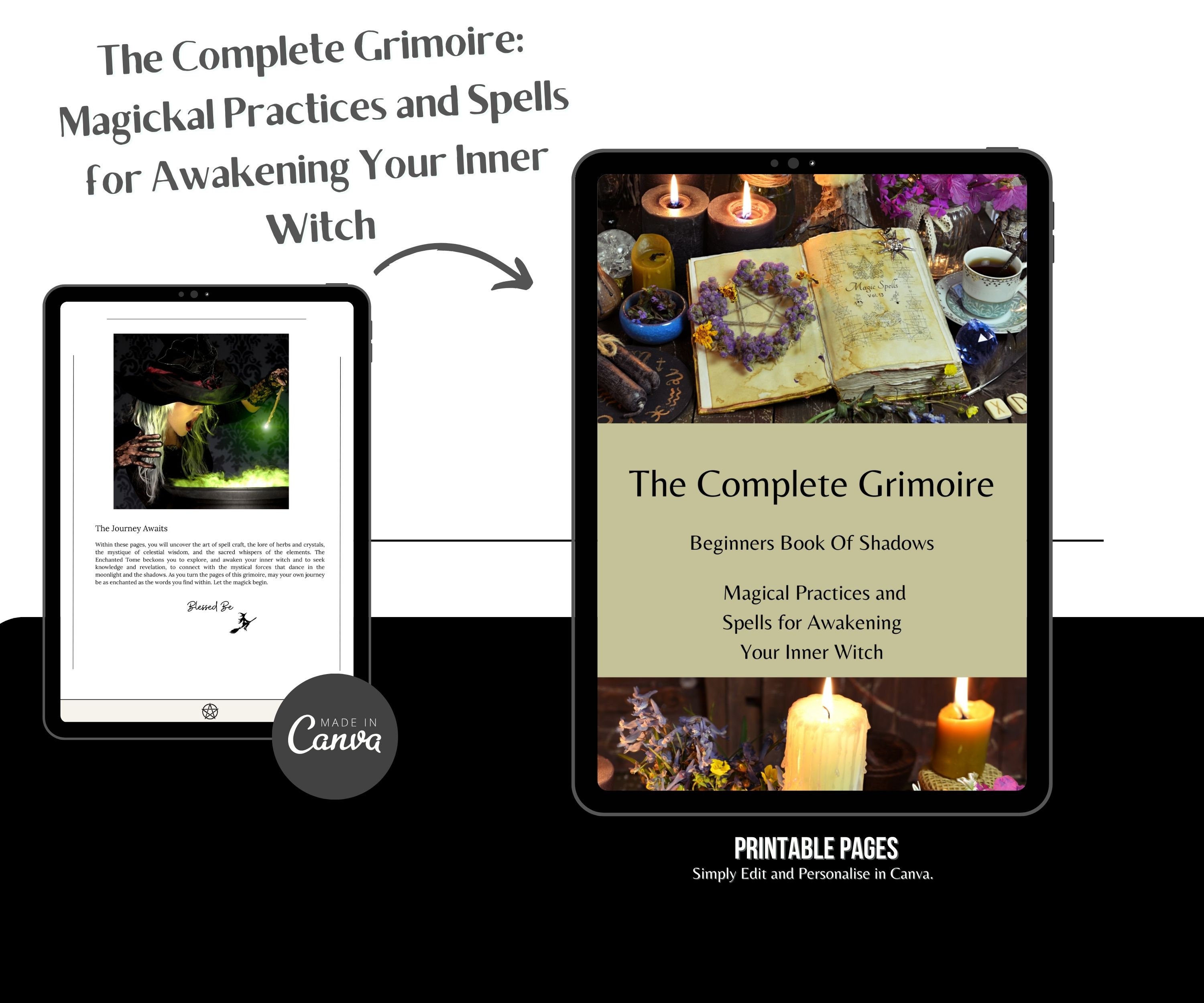 Digital Grimoire Book of Shadows Canva Template , Baby Witch & Beginner ...