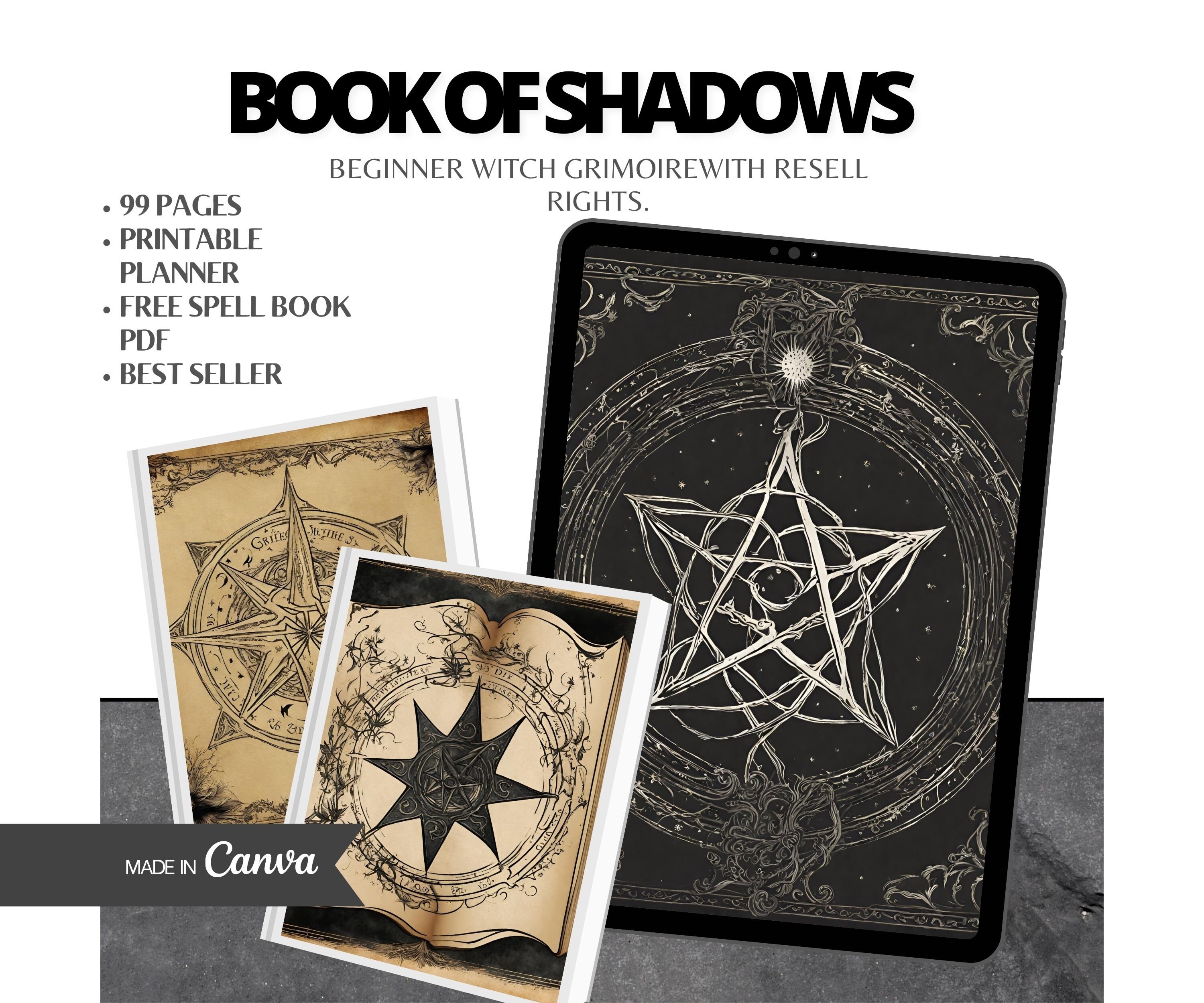 Digital Grimoire Book of Shadows Canva Template , Baby Witch & Beginner ...