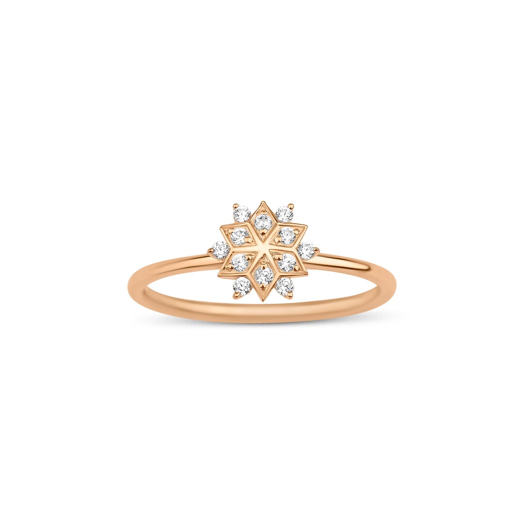 Dainty Diamond Snowflake Ring , Snowflake Ring Gold , Snowflake Ring ...