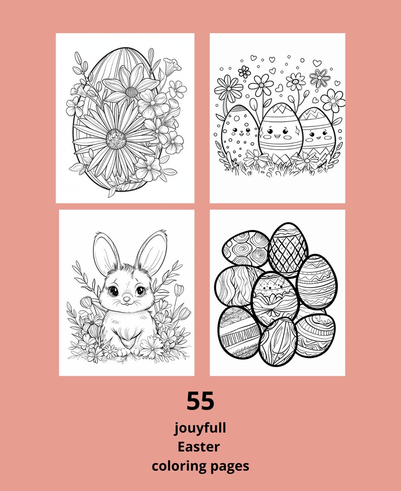Easter Coloring Pages Spring Coloring Pages Flower, Easter Bunny and ...