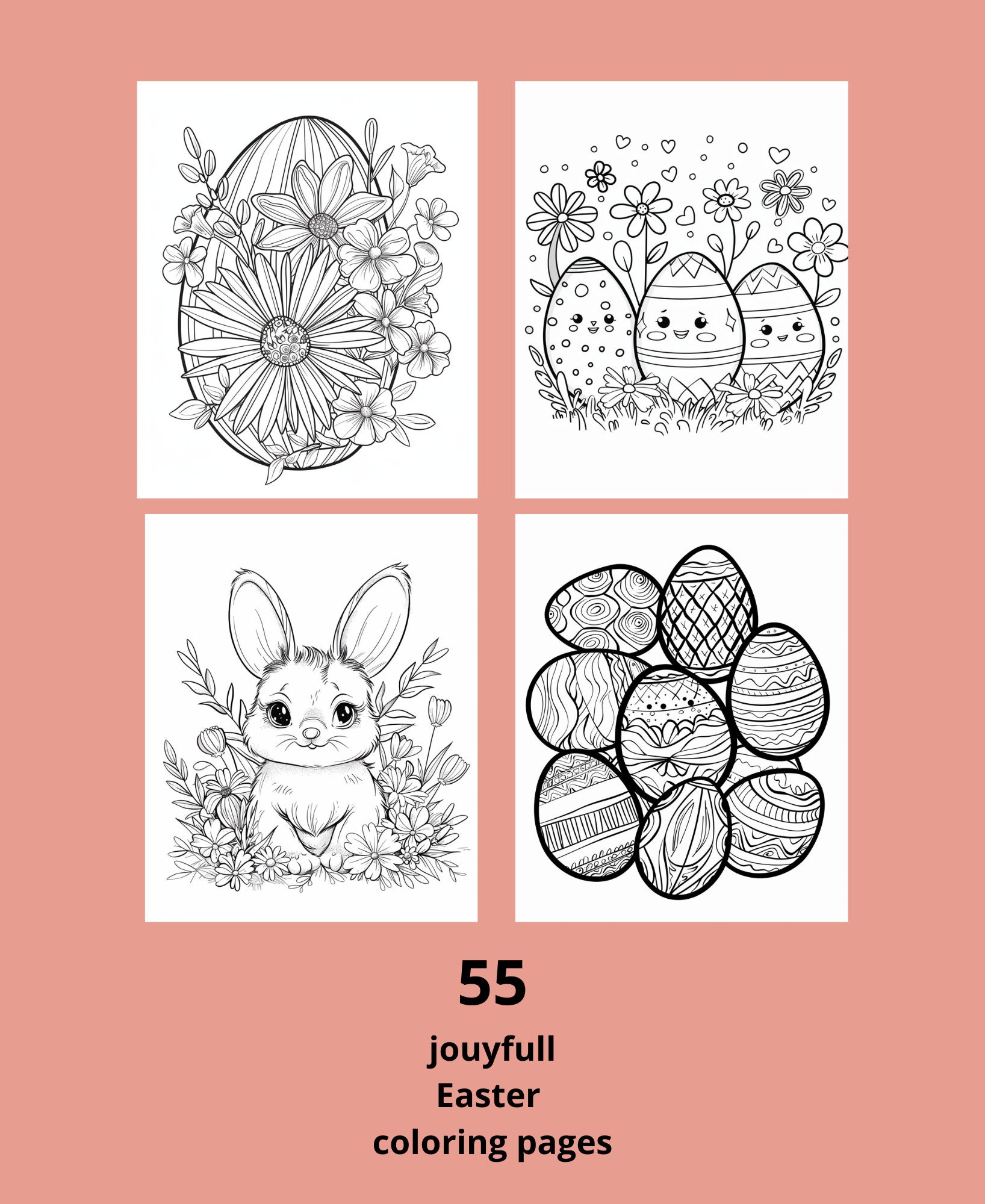 Easter Coloring Pages Spring Coloring Pages Flower, Easter Bunny and ...