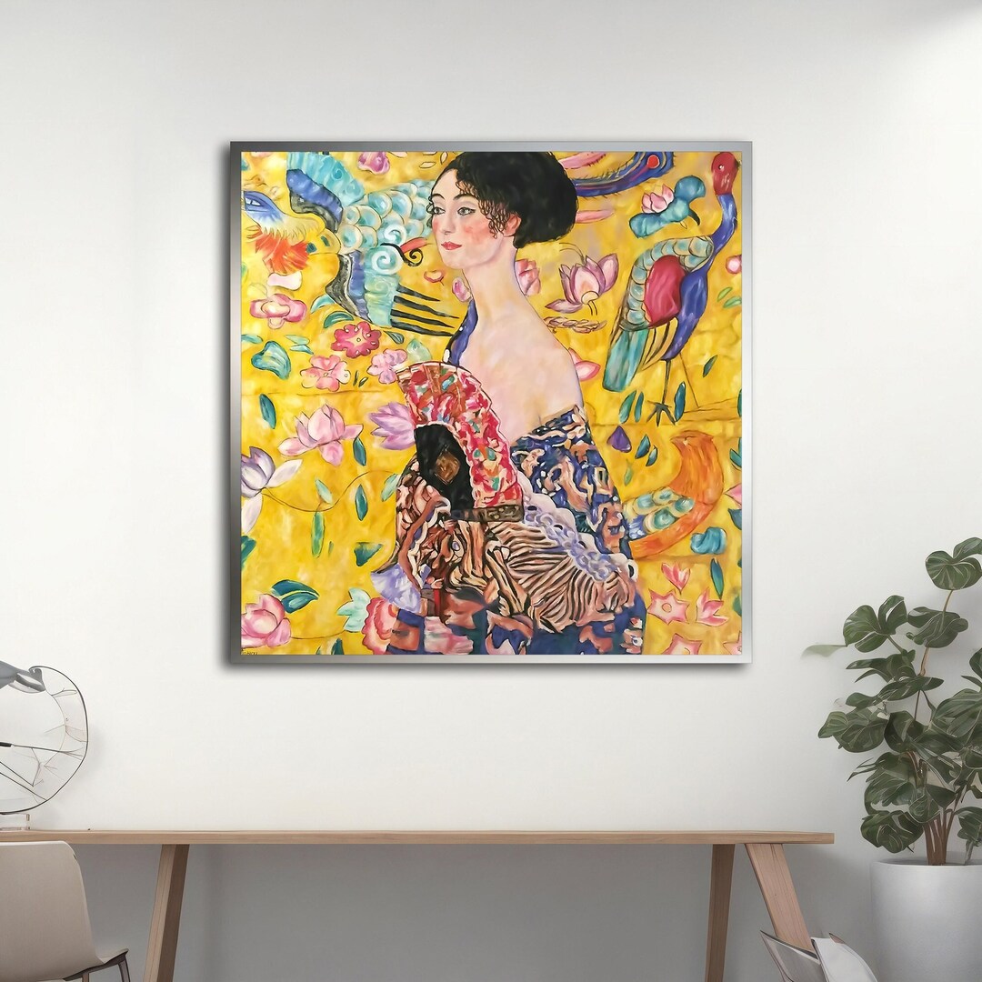 Gustav Klimt Art, Klimt Lady Decor, Personalized, Art Nouveau, Gustav Klimt Woman With Fan With ...