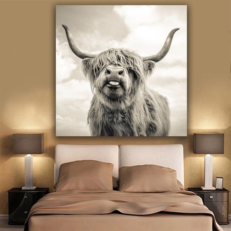 Highland Cow Buffalo Cattle, Bull Canvas Print Scottish Canvas, Decor ...