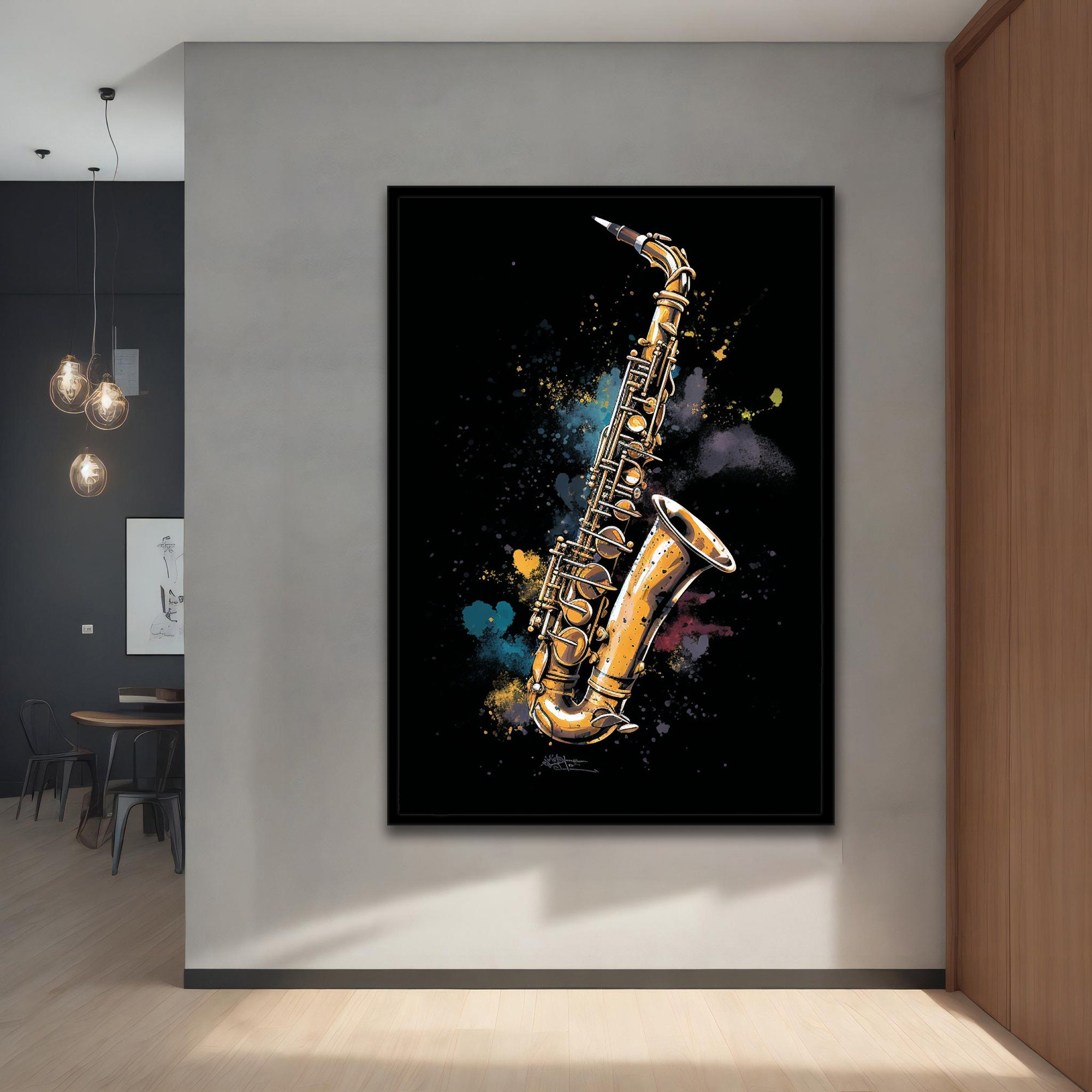 Saxophone Canvas Painting, Musical İnstrument Art, Wall Art for Your ...
