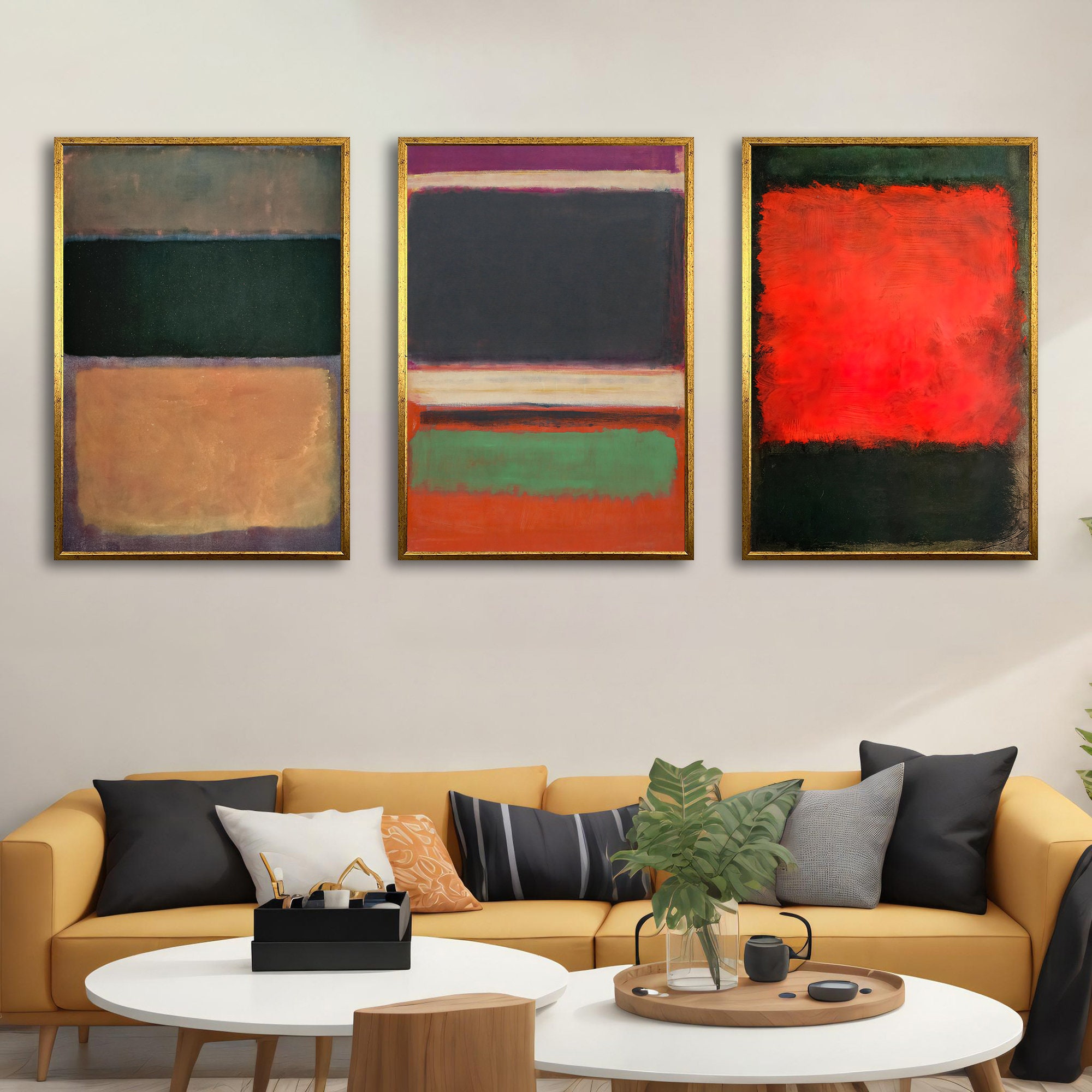 Mark Rothko Set of 3 Canvas Colorful Mix Color Art Reproduction, Mark ...