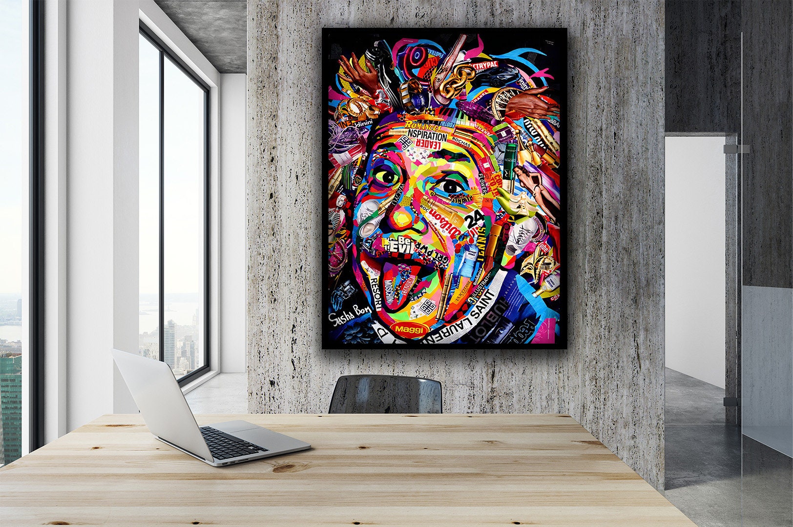 Einstein Canvas Painting, Albert Einstein Graffiti Painting, Albert ...