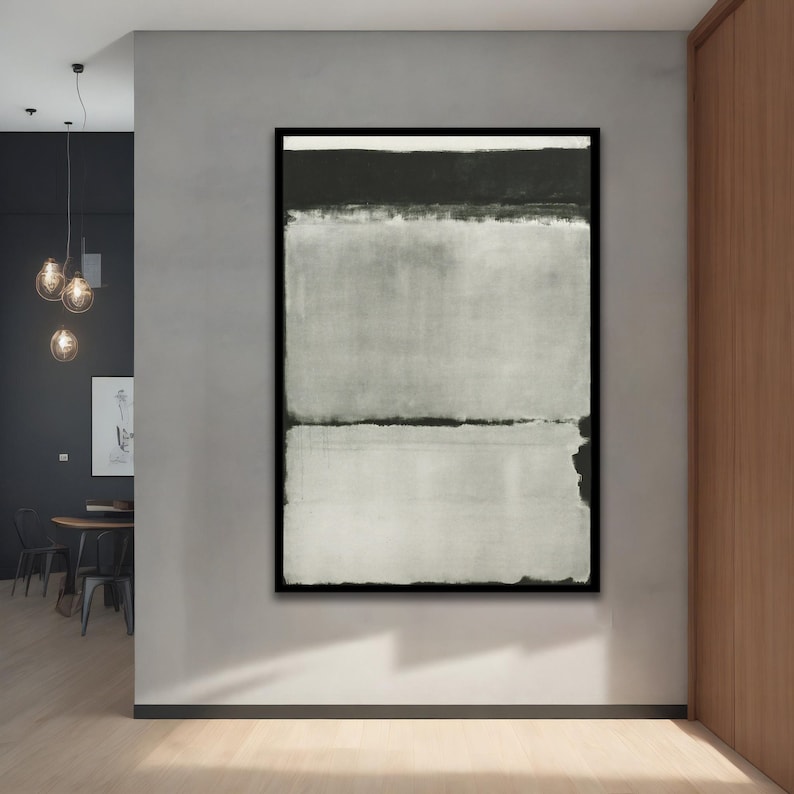 Mark Rothko White Abstract Canvas, Colorful Mixed Canvas, Framed Wall ...