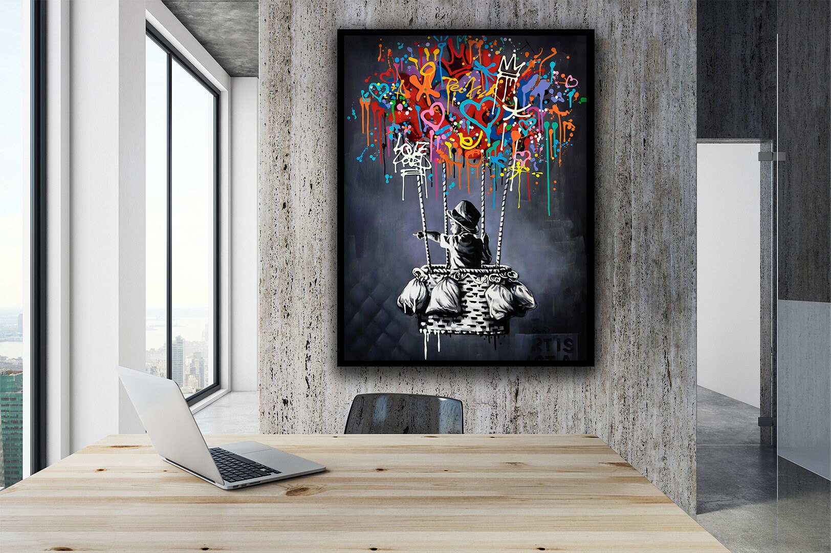 Banksy Kids Balloon Flying Canvas, Graffiti Wall Art, Kids Room Art ...