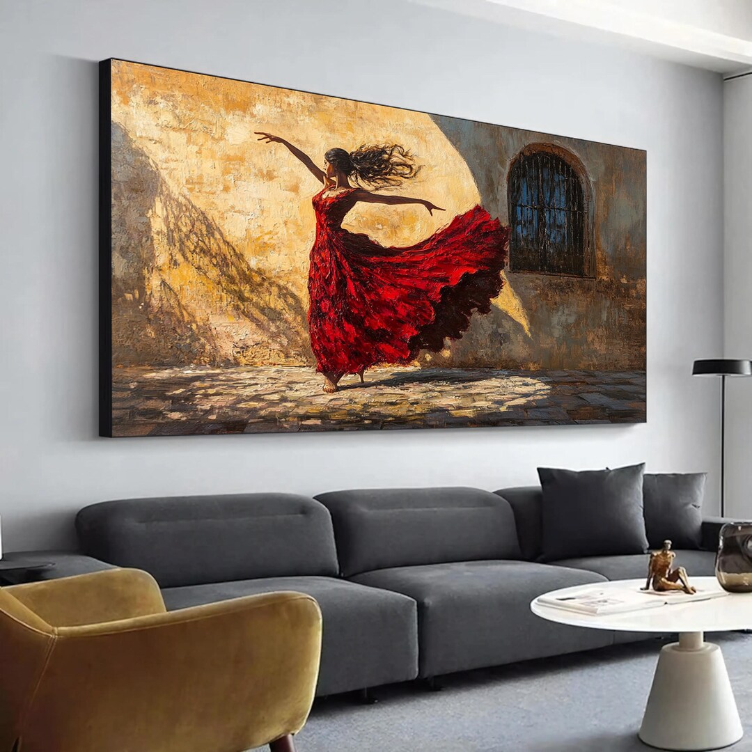 Dancing Red Dress Woman Canvas, Red Dress Woman Canvas, Dancing Woman ...