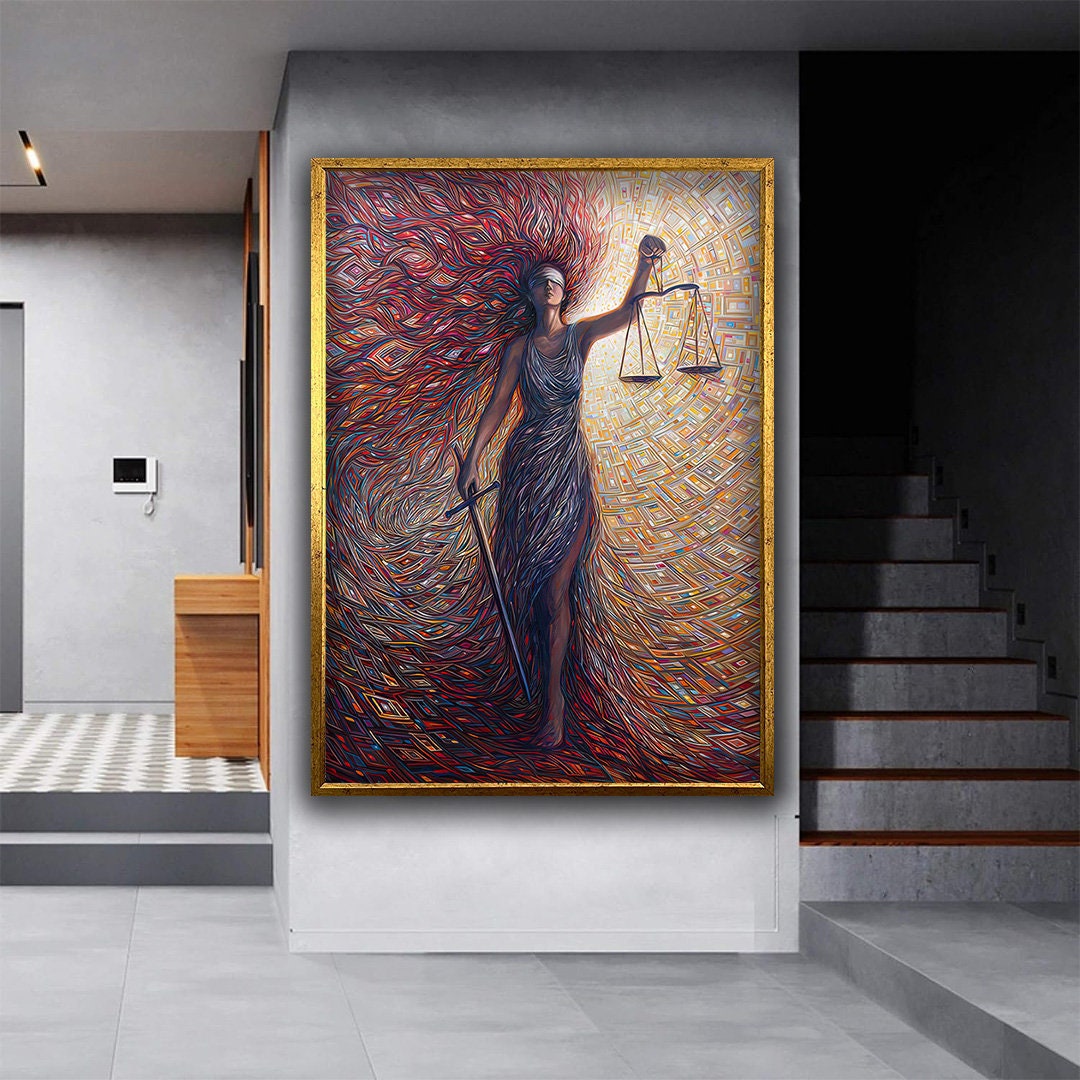 Goddess of Justice Art Print, Goddess Canvas Art Print, Scales of ...