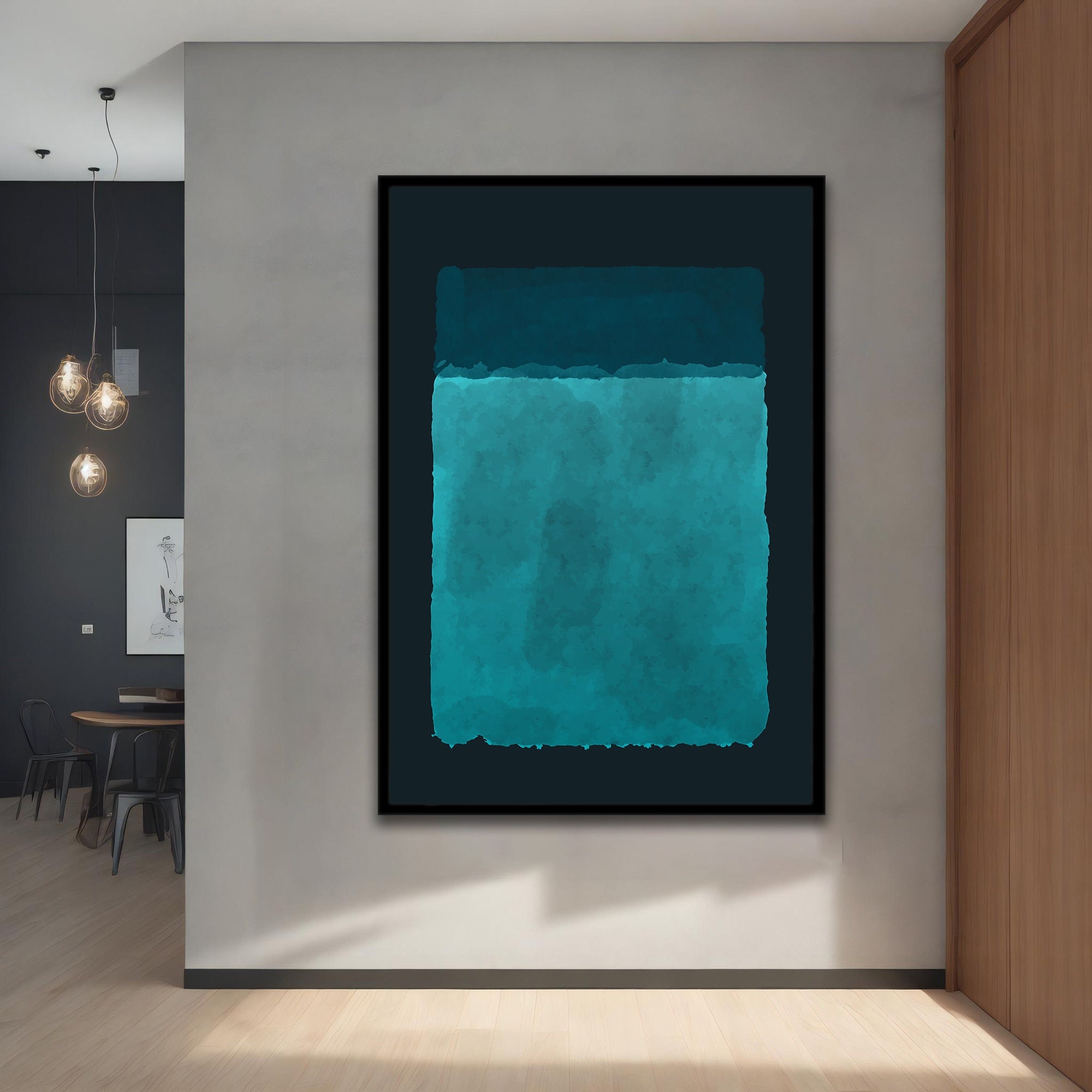 Mark Rothko Dark Green-turquoise Abstract Canvas, Colorful Mixed Canvas ...