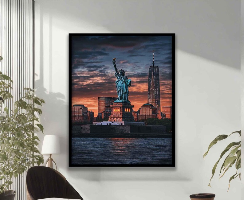 Statue of Liberty Canvas, USA Monument Under the Evening Sun, Statue of ...