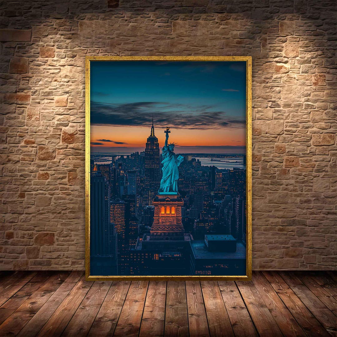 Statue of Liberty Canvas, USA Monument Under the Evening Sun, Statue of ...