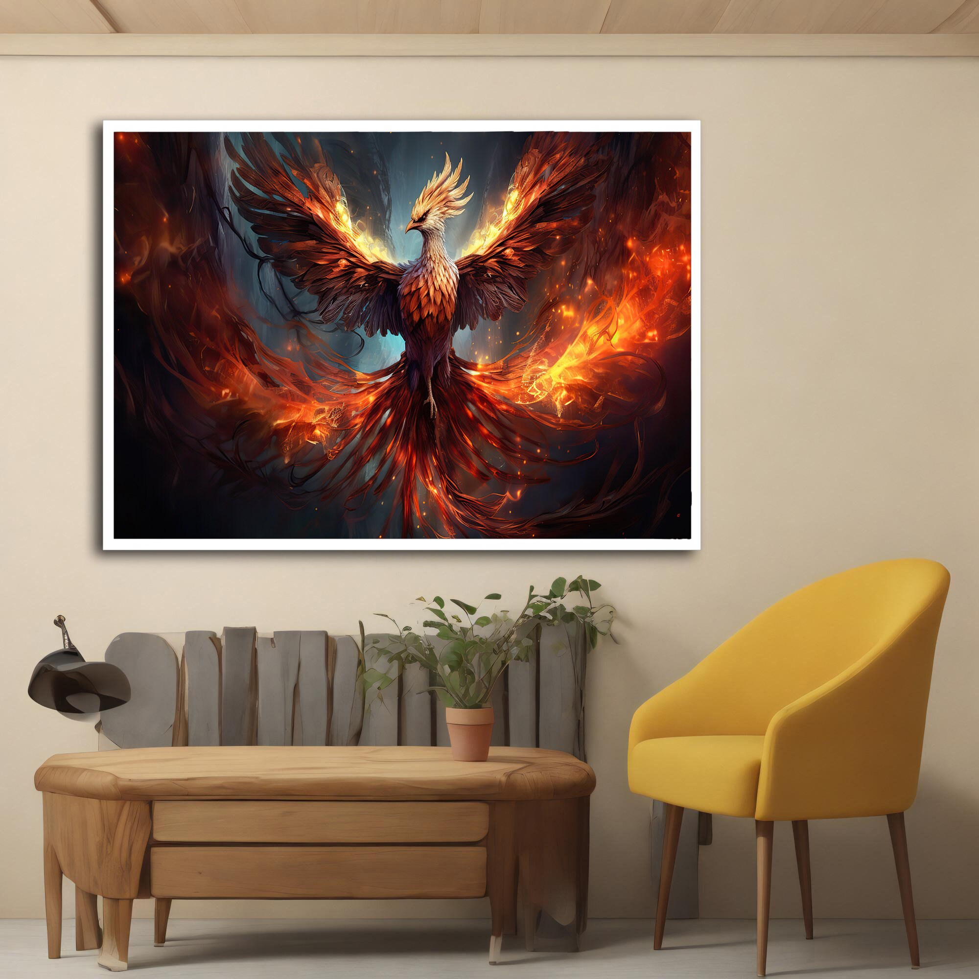 Fiery Phoenix Art,burning Phoenix Bird Art Print, Phoenix Canvas Art ...