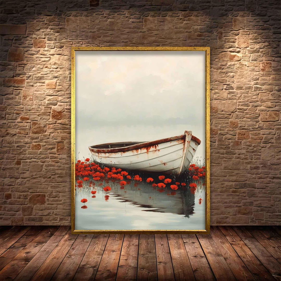 Flowers for Small Boat Canvas Painting, Artistic Boat Decor, Floral ...