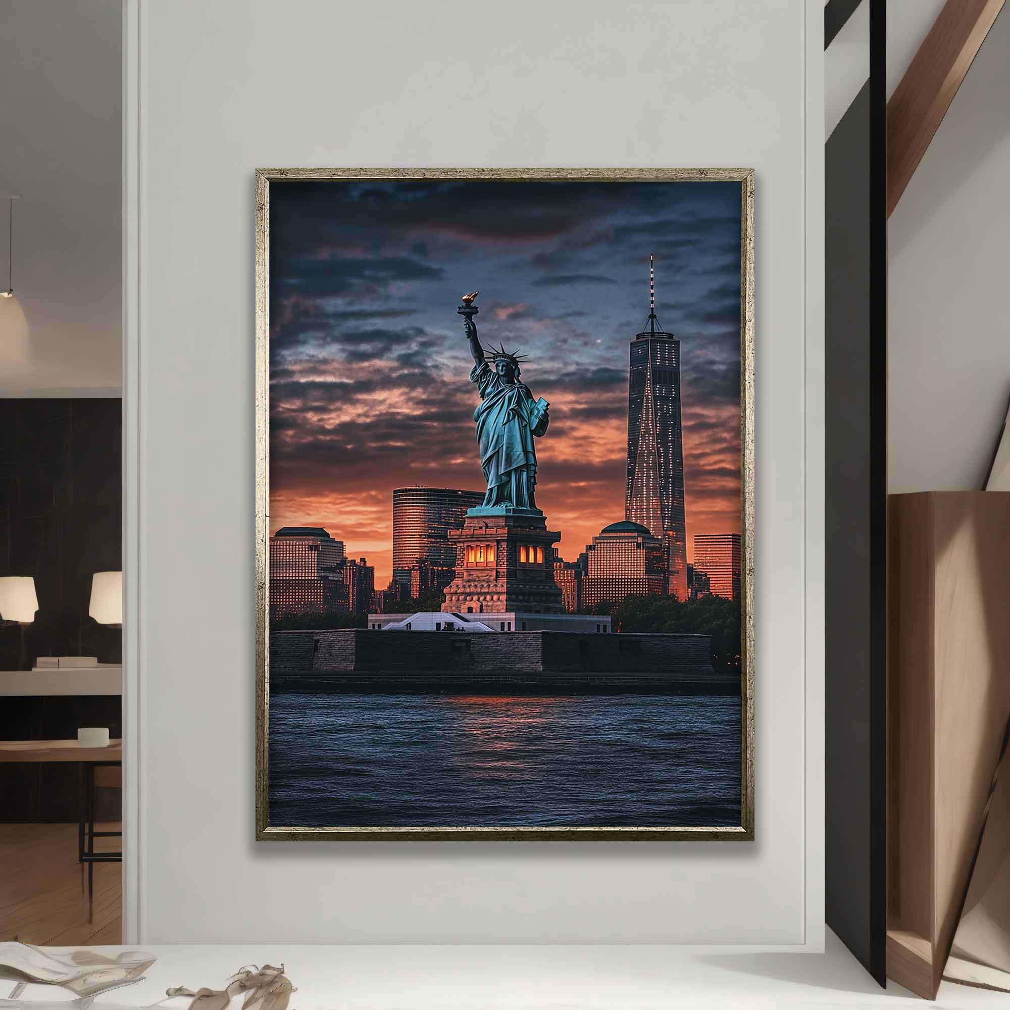 Statue of Liberty Canvas, USA Monument Under the Evening Sun, Statue of ...
