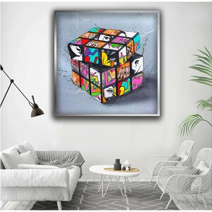 Colorful Rubik's Cube Graffiti Wall Art, Banksy Cube Street Art ...