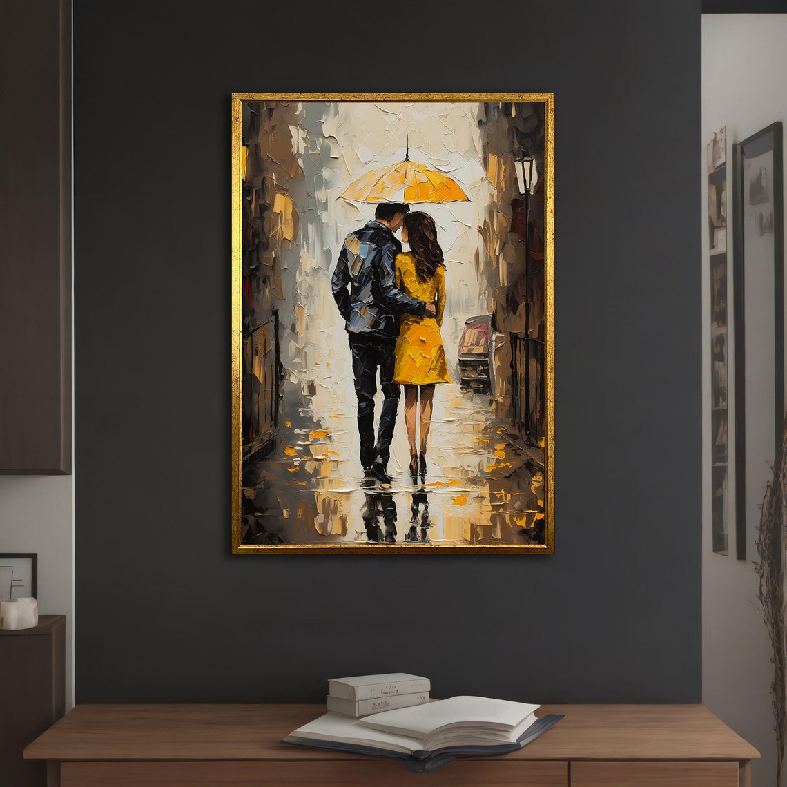 Romantic Lovers Canvas,romantic Silhouette of Loving Couple,modern ...