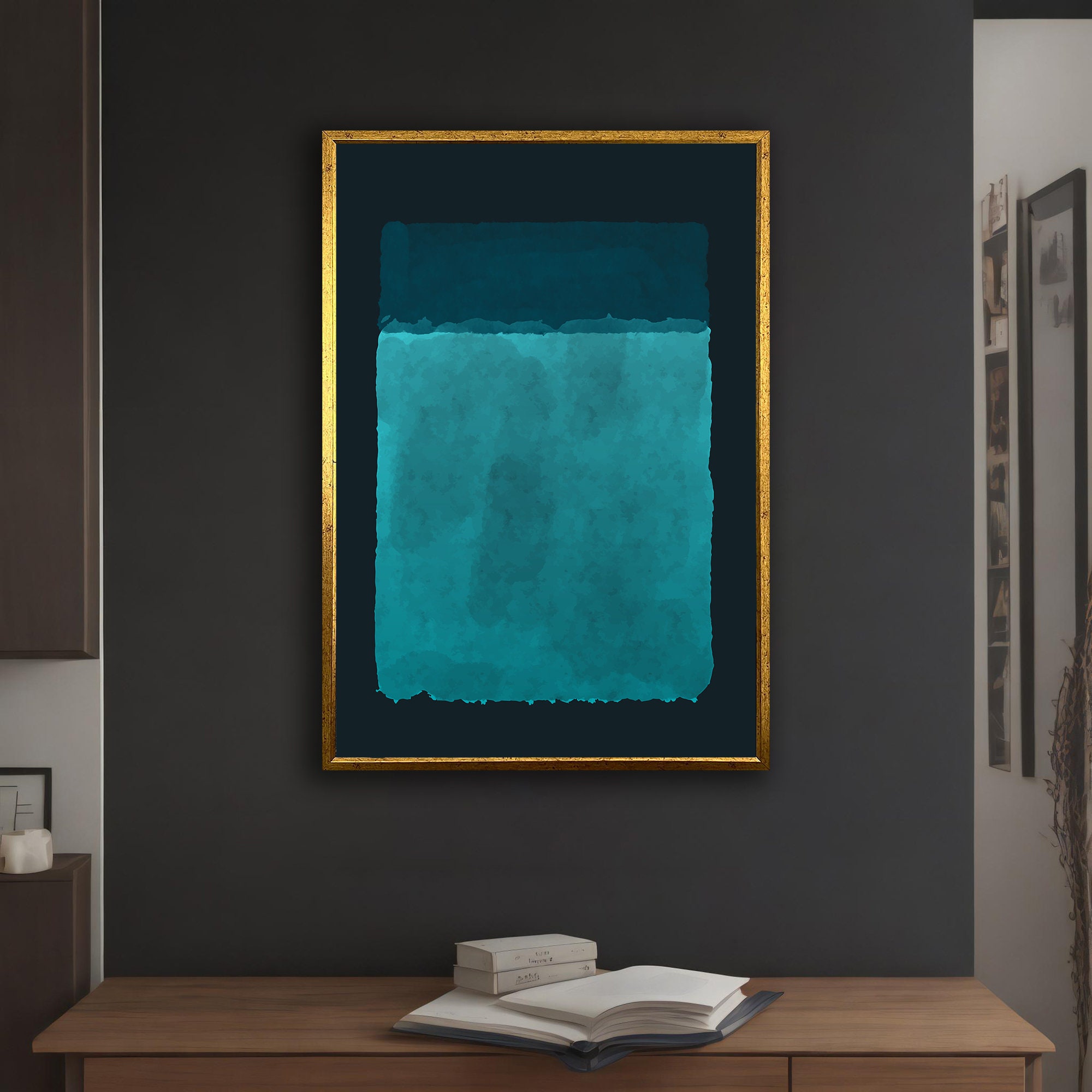 Mark Rothko Dark Green-turquoise Abstract Canvas, Colorful Mixed Canvas ...