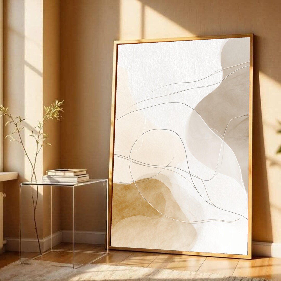 Neutral Abstract Shapes Canvas, Minimalist Wall Art, Earth Tone Decor ...