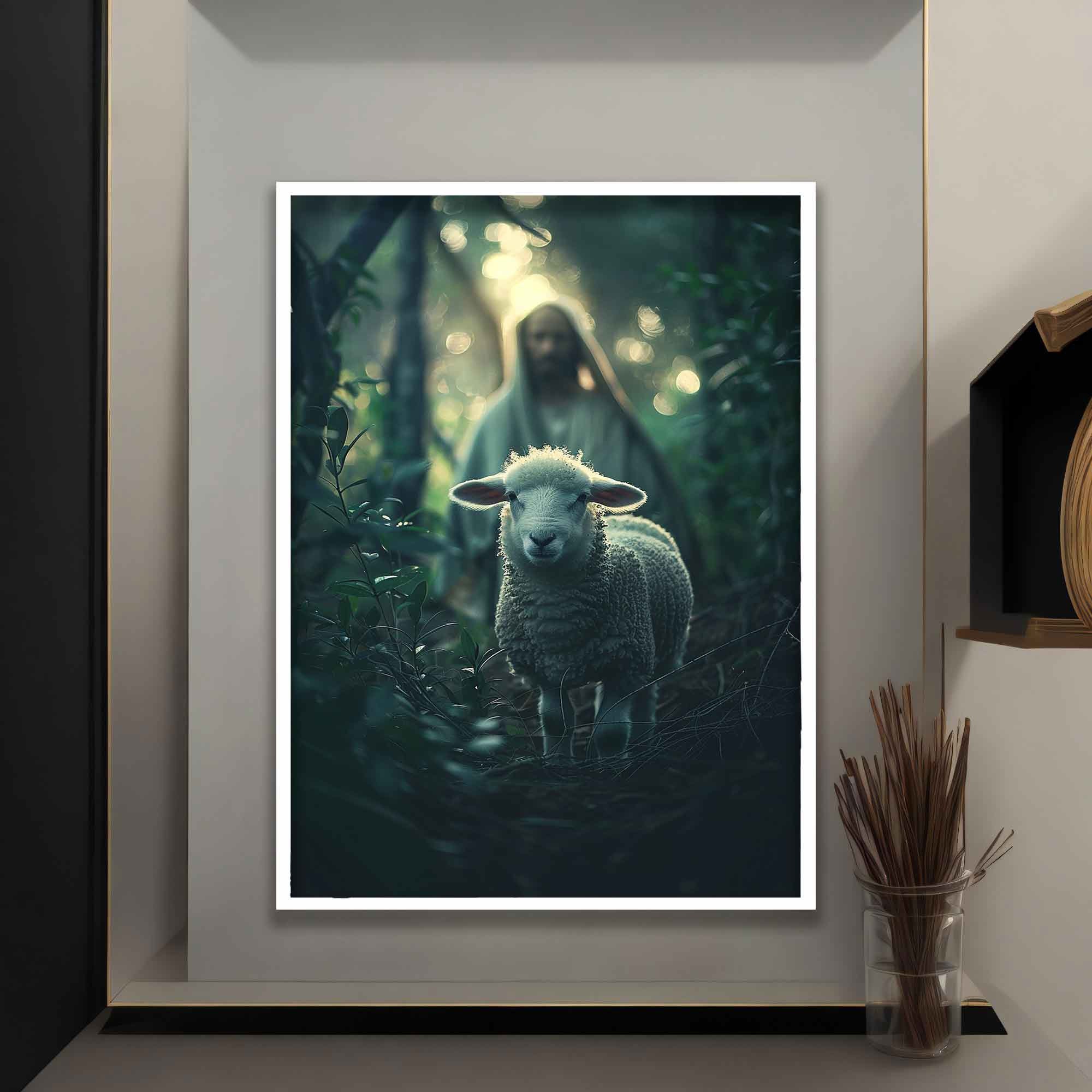 Jesus Running After a Lost Lamb Canvas Wall Art, Jesus Running After a ...
