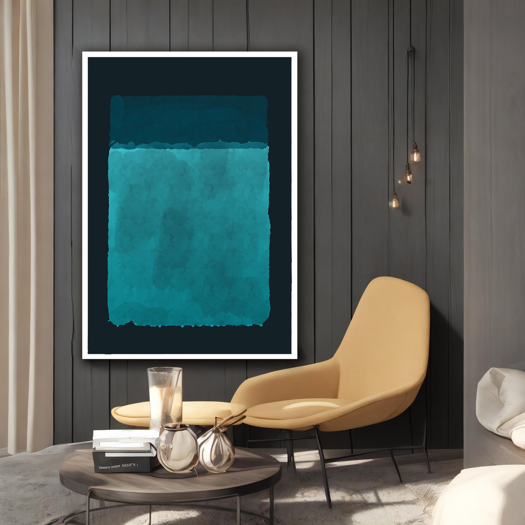 Mark Rothko Dark Green-turquoise Abstract Canvas, Colorful Mixed Canvas ...