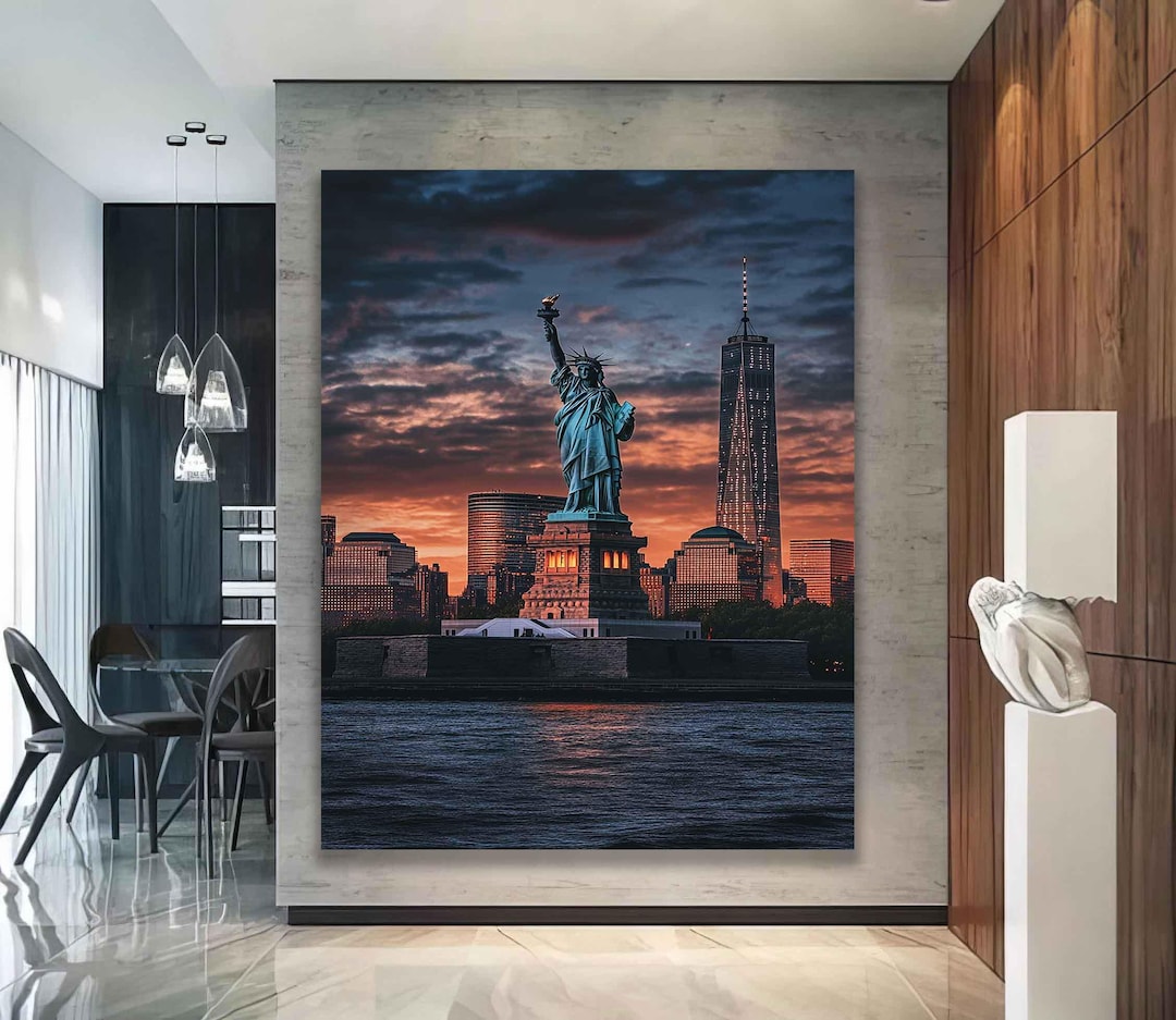 Statue of Liberty Canvas, USA Monument Under the Evening Sun, Statue of ...